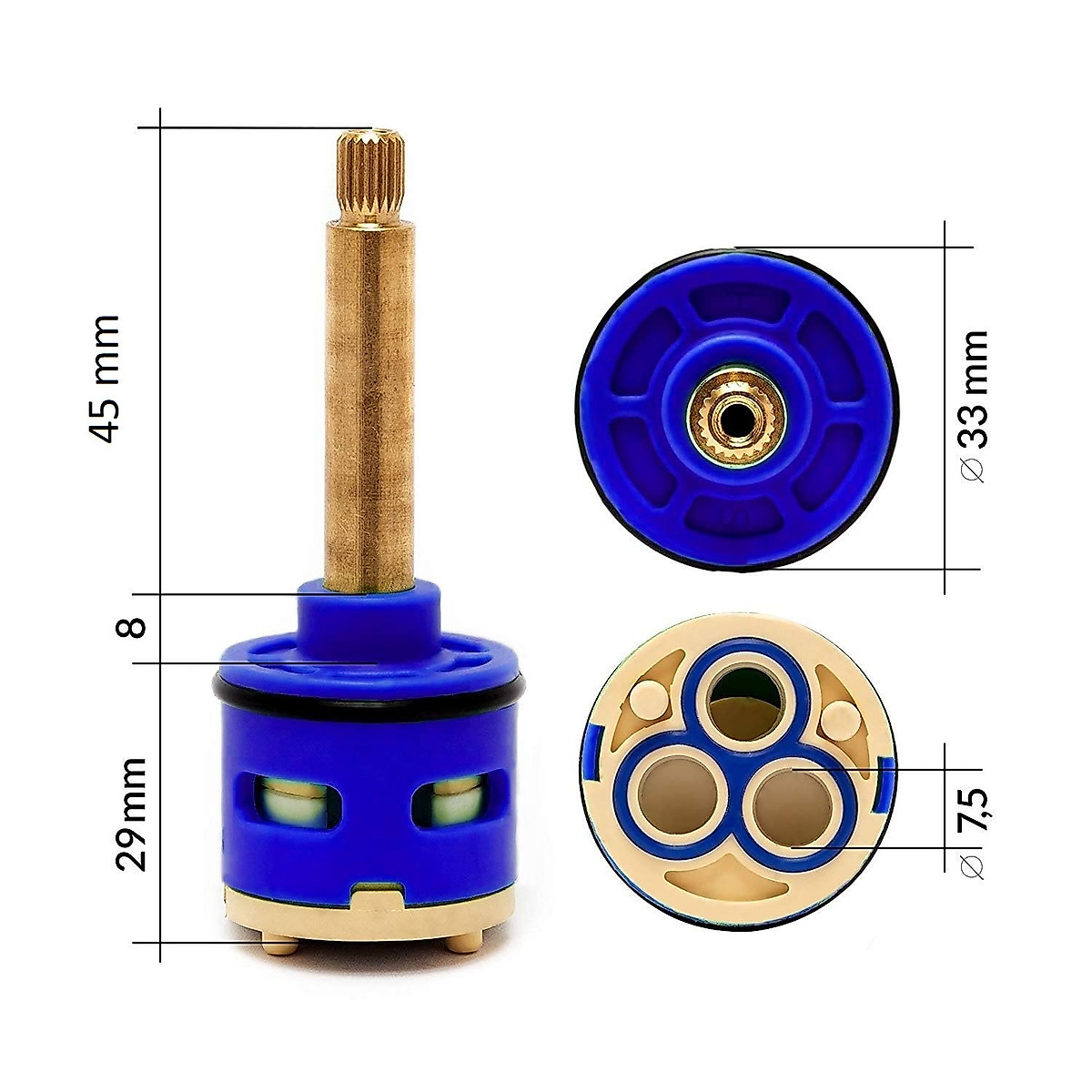 AlexL 3 Way D 33 L 45 mm Shower Faucet Cartridge Brass Diverter