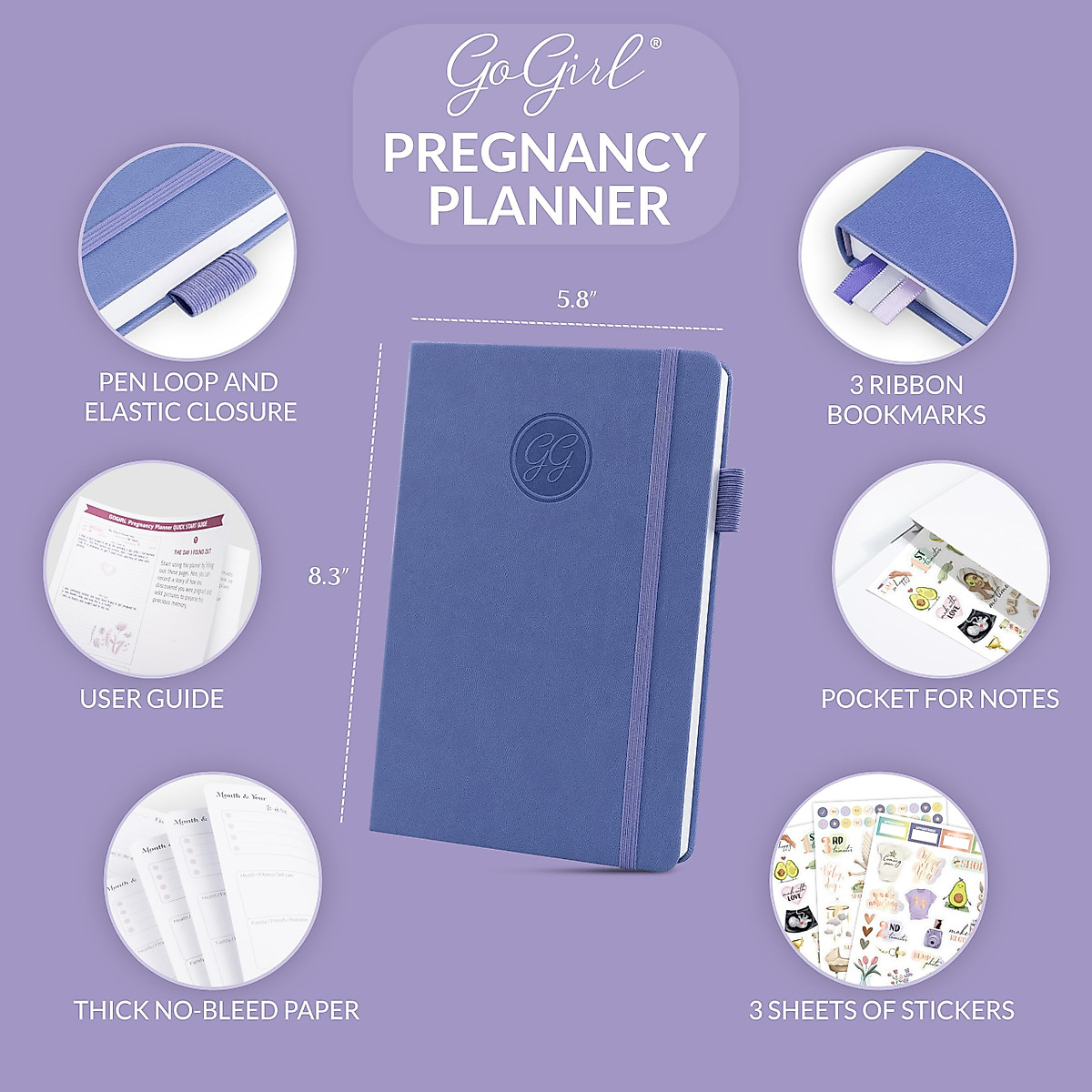 GoGirl Pregnancy Planner – Weekly Pregnancy Baby & Mom Journal – Keepsake Memory Book for Planning & Tracking Your Pregnancy – Pregnancy Log for First Time Moms – A5 Size, 40 Weeks (Lavender)