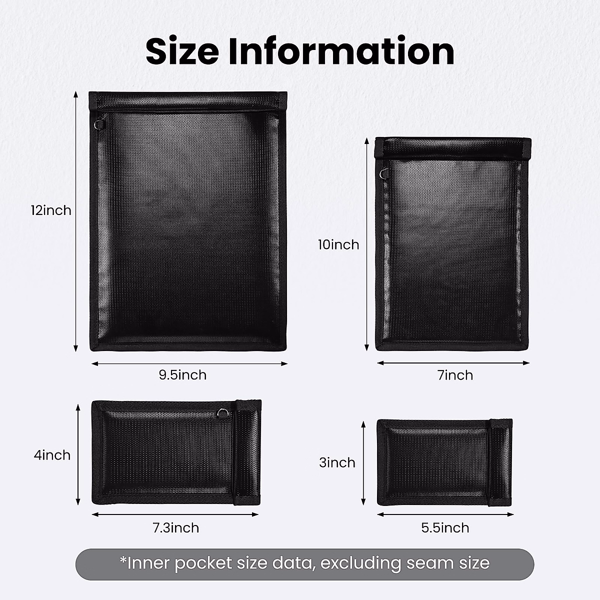 OFASIZEN Faraday Bags, Anti-Tracking Faraday Cage, Set of 4 Sizes for Laptops, Tablets, Phones and Car Keys, RFID Signal Blocker Pouch, Fireproof & Waterproof (Black)