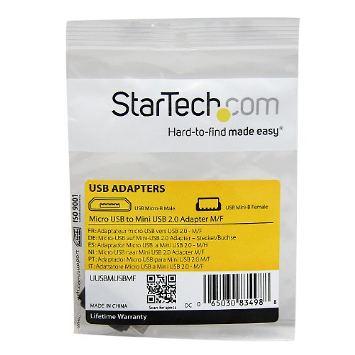 StarTech.com Micro USB to Mini USB 2.0 Adapter M/F - Micro to Mini USB Adapter - Mini USB Adapter - Micro USB to Mini USB (UUSBMUSBMF), Black