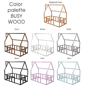 BUSYWOOD Toddler Floor Bed - Montessori Floor Bed with Rails - Floor Bed for Toddlers - Kids Floor Bed- House Kid Bed Frame - Floor Bed Frame Toddler (FOR SLEEPING ONLY)