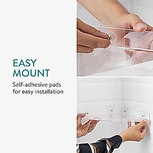 Navaris Acrylic Corner Shower Shelves - Set of 2 - No Drilling Clear Bathroom Shelves - Self Adhesive Wall Mounted Transparent Corner Shelf - 2-Pack