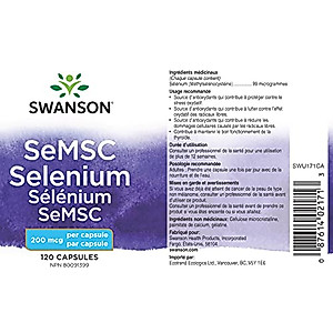 Swanson Semsc Selenium 200 mcg 120 Capsules