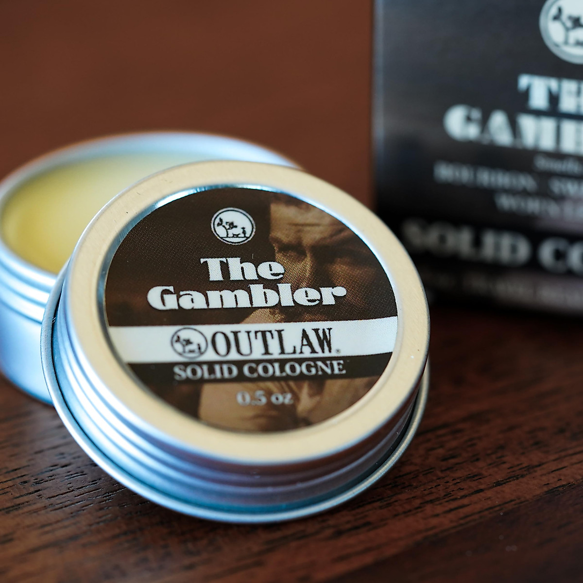 The Gambler Bourbon-Inspired Solid Cologne - Whiskey, Old-fashioned Tobacco, and a Hint of Leather in a Pocket-Sized Tin - Men’s or Women’s Cologne - Outlaw
