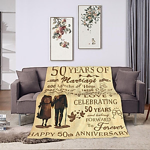 YANGZHI Happy 50th Wedding Anniversary Throw Blanket Home Decorative Love Blanket for Him Her Regalo Aniversario Couples