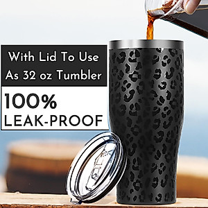 Universal Iced Coffee Sleeve - Upgraded Double Wall Reusable Stainless Steel Holder Sleeves Insulator for Cold Drinks Fits Starbucks Dunkin Donuts McDonalds Small Medium Large Cup (Black Leopard)