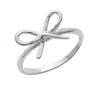 Silverly Women's 925 Sterling Silver Thin Bow Ribbon Knot Open Band Ring