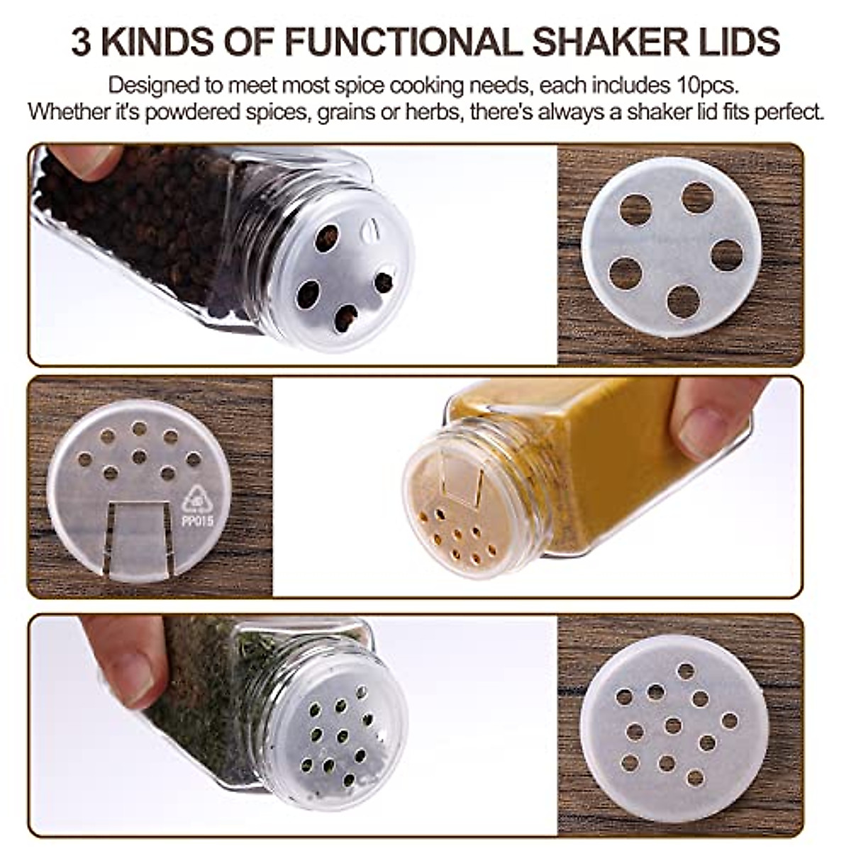 CUCUMI 40pcs Spice Jars with Labels 4oz Glass Spice Bottles with Bamboo Lids, Spice Labels Stickers, Shaker Lids, Funnel, Test Tube Brush, Seasoning Storage Containers for Spice Rack, Cabinet, Drawe