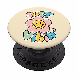 Happy Face Aesthetic Just Vibin’ Vibing Indie Aesthetic PopSockets Swappable PopGrip