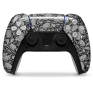 WraptorSkinz Skin Wrap compatible with Sony PS5 DualSense Controller Scattered Skulls Gray (CONTROLLER NOT INCLUDED)