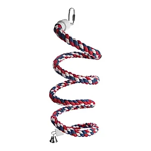 Aigou® Bird Rope Perch,Spiral Cotton Parrot Swing Climbing Standing Bird Toys with Bell (Small - 52 inch)