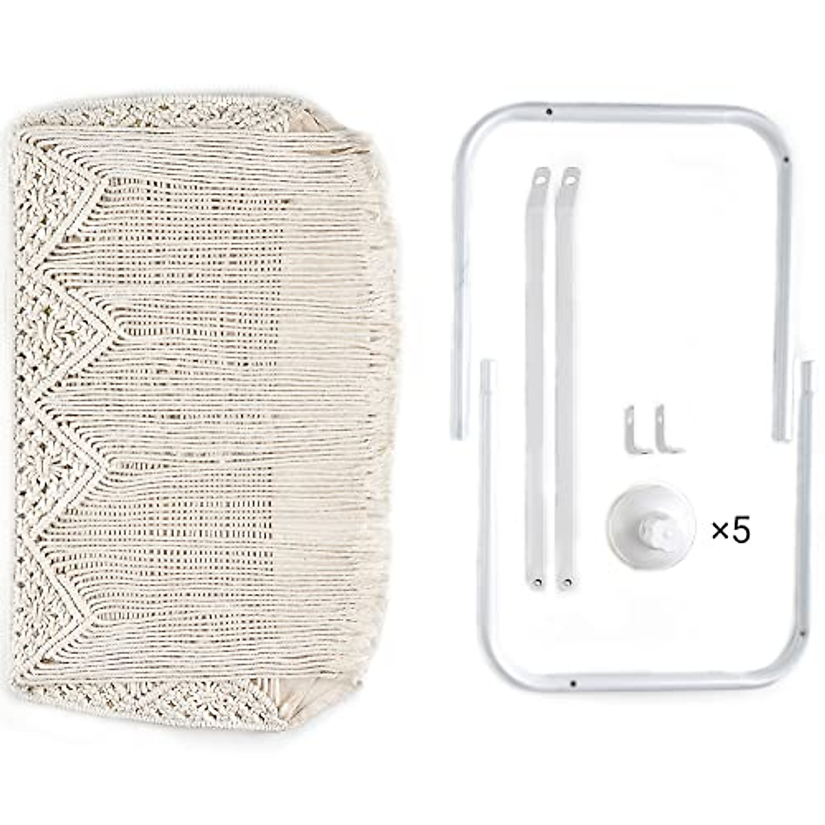 Mkono Macrame Cat Window Perch Hammock for Indoor Cats Boho Cat Window Bed with Woven Tassle Lower Iron Support Sunbathing Pet Resting Seat Safely Space Saving Swing Shelf Kitty Gift Idea