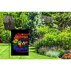 Sunflower Pride Flag Kindness Peace Equality Love Inclusion Hope Diversity Garden Flag 12x18 Vertical Double Sided Be Kind Yard Sign LGBT Community Outdoor Spring Summer Fall Winter Decorations