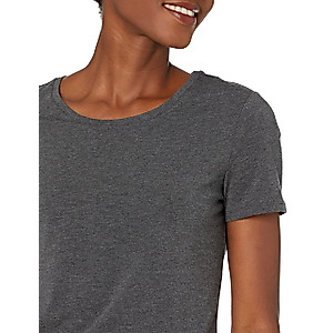 Amazon Essentials Women's Classic-Fit Short-Sleeve Crewneck T-Shirt, Pack of 2, Charcoal Heather/Light Grey Heather, Large