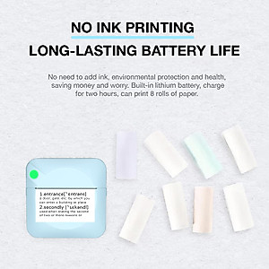 Mini Pocket Printer, Wireless Bluetooth Thermal Inkless Printer for Label Receipt Photo Notes Study Compatible with iOS & Android (GKI-022)