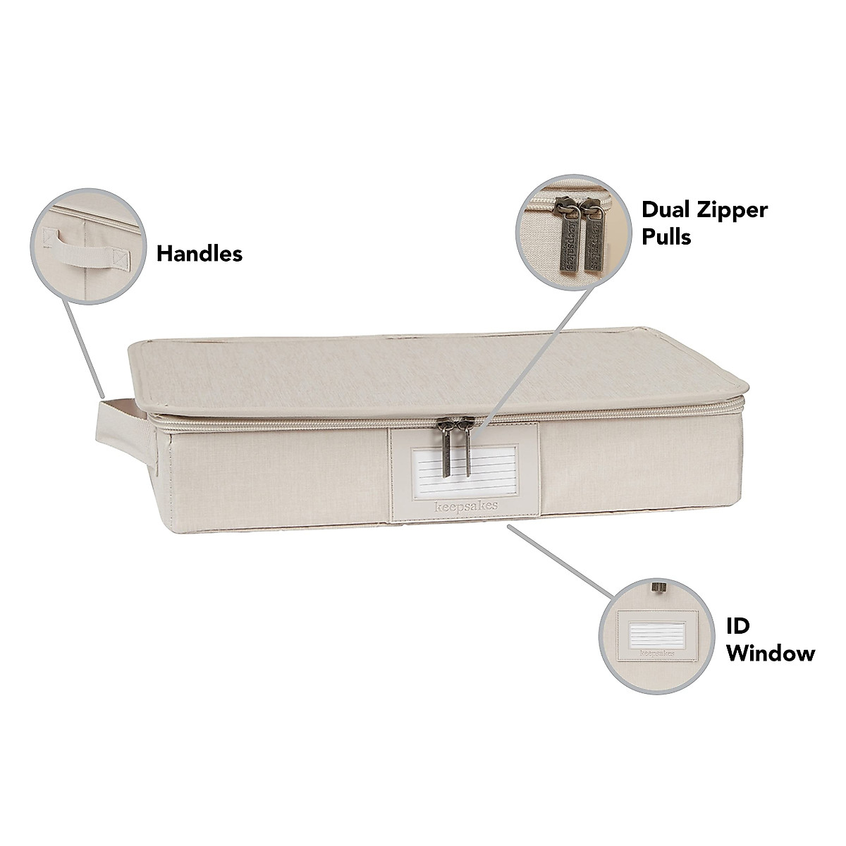 Covermates Keepsakes - Zip-Top Storage Box - Heavy Duty Polyester- Reinforced Handles - Stackable Design - Indoor Storage-Beige Heather