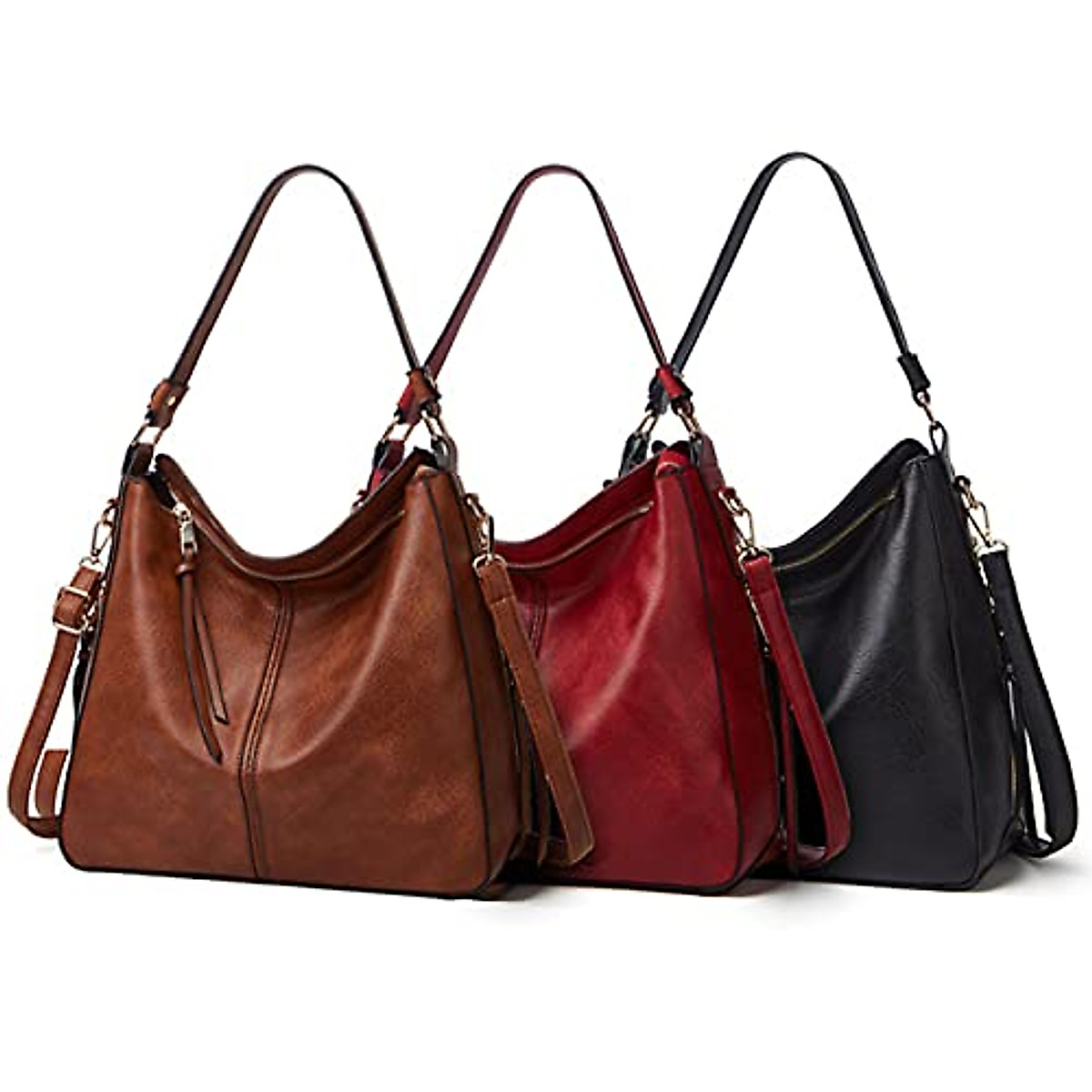 IBLUE Hobo Bags for Women Faux Leather Purses and Handbags Large Hobo Purse with Tassel Shoulder Purse,#D1089 (Brown)