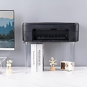 HMYHUM Acrylic Printer Stand - Small Desktop Printer Table for Office & Home, 15.75 x 11.81 x 9.33 inches, Clear