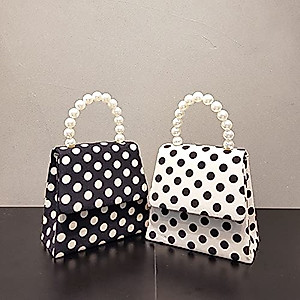 Mellshy Women Polka Dot Tote Bag Top Handle Bag Shoulder Bag Crossbody Bag (Black)