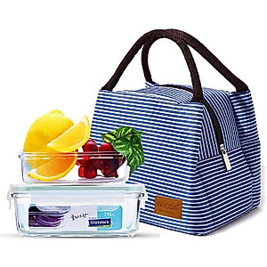 Lunch Bag 4PCS Lunch Organizer for office Lunch Cooler with Zip Closure Foldable Lunch Tote Bag, Reusable Lunch Holder Insulated Lunch Container Picnic Bag for Men Women