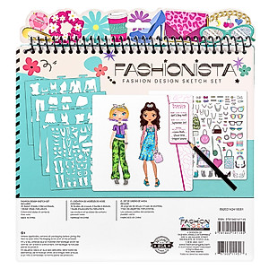 Fashion Angels Fashion Design Sketch Portfolio - Sketch Book for Beginners, Sketch Pad with Stencils and Stickers for Kids 6 and Up, Brown(Covers May Vary)