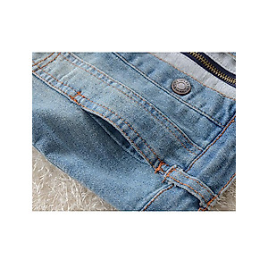 Mallimoda Kids Boys Girls Hooded Denim Jacket Zipper Coat Outerwear Style 2 Blue13-14 Years