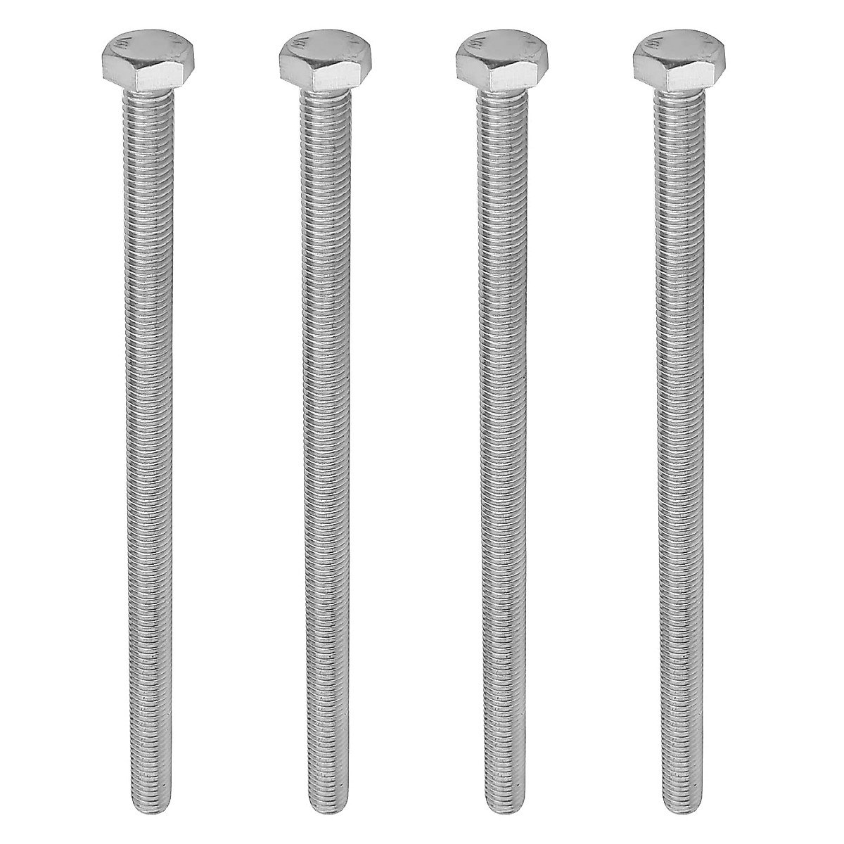 MroMax 4Pcs M8 x 150mm Hex Head Screws Bolts, 304 Stainless Steel 18-8, Fully Threaded, External Hex Drive, for Mounting Chair, Handles, Rail, Pump, Wheels, Antenna Parts, Boat and Plastic Bumpers