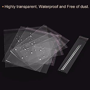 uxcell 100Pcs Clear Cello Bags, 3" x 7" Plastic Self Sealing OPP Cello Treat Bags Cello Poly Bags for Packing Cookies Candy Jewelry Gifts, Clear