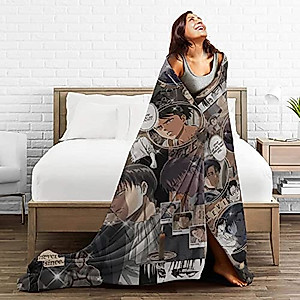 Anime Throw Blanket Levi Ackerman Throw Blanket Ultra-Soft Flannel Blanket