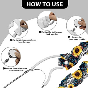 Uorisanigo Sunflower Leopard Stethoscope Cover Sleeve Animal Nurse and Doctor Stethoscope Covers Set of 2 Stethoscope Protective Cover Soft Fabric Stethoscope Accessories