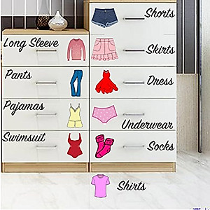 Dresser Clothing Decal Girl Dresser Labels for Bedroom Decor Drawer Organizing Stickers