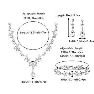 BriLove Wedding Jewelry Set for Women Bride, Y-Necklace Tennis Bracelet Dangle Earrings Crystal Teardrop Marquise Cluster for Bridal Bridesmaid Clear Silver-Tone