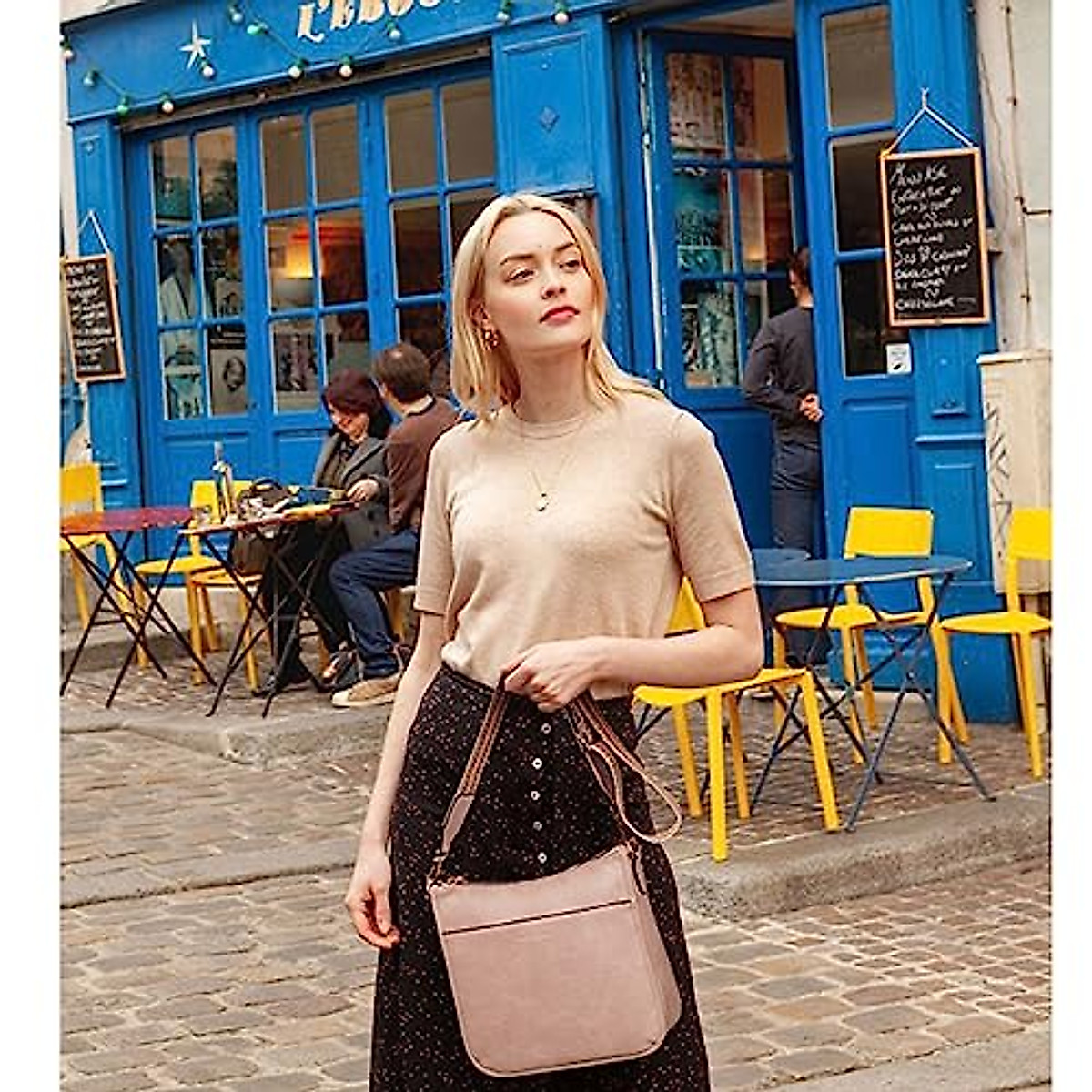 BOSTANTEN Crossbody Bags for Women Trendy Vegan Leather Hobo Purses Shoulder Handbags With Wide Shoulder Strap Pink