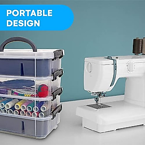 Bins & Things Stackable Storage Container with 2 Trays - Gray - Craft Storage/Craft Organizers and Storage - Bead Organizer Box/Art Supply Organizer