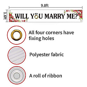 Will You Marry Me Large Banner, Proposal Banner, Engagement Lawn Sign Porch Sign, Engagement Party Decorations, Indoor Outdoor Backdrop 8.9 x 1.6 Feet