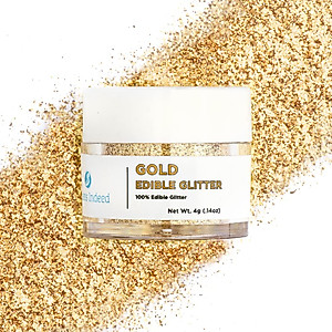 Sweets Indeed Edible Glitter, Perfect for Drinks, Cocktails, Beverages & Cake Decorating, Dessert Cake Topper, 4 grams (Gold Edible Glitter) (Gold, 4g)