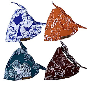 DeerBAO Dog Bandanas 4Pack,Dog Scarf,Dog Bandanas boygirl,Premium Durable Fabric,Adjustable Fit,Unique Shape,Suitable for All Kinds of Dogs,Provide Various Sizes (Small, Hand Painted Flowers)