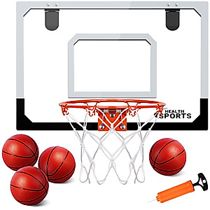 YIFUHH Indoor Basketball Hoop for Kids with Electronic Scoreboard and Sounds Mini Basketball Hoop Set with 3 Balls for Door & Wall for Adults Boys Teens 3 4 5 6 7 8 9 10 11 12