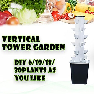 Hydroponics Tower Garden Hydroponic Growing System Growing Kit for Fruits and Vegetables with Hydrating Pump, Adapter, Net Pots, Timer for Herbs, Fruits and Vegetables(Color:15holes,Size:)