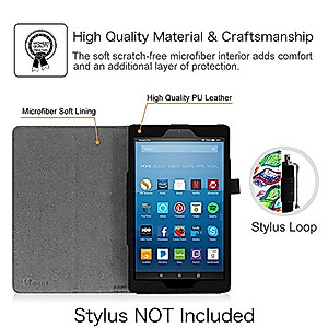 Fintie Folio Case for Amazon Fire HD 8 Tablet (7th/8th Generation, 2017/2018 Release) - Slim Fit Premium Vegan Leather Standing Protective Cover, Love Tree
