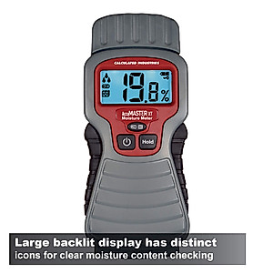 Calculated Industries 7440 AccuMASTER XT Digital Moisture Meter | Handheld |Pin Type | Backlit LCD Display | Detects Leaks, Damp and Moisture in Wood, Walls, Ceilings, Carpet and Firewood