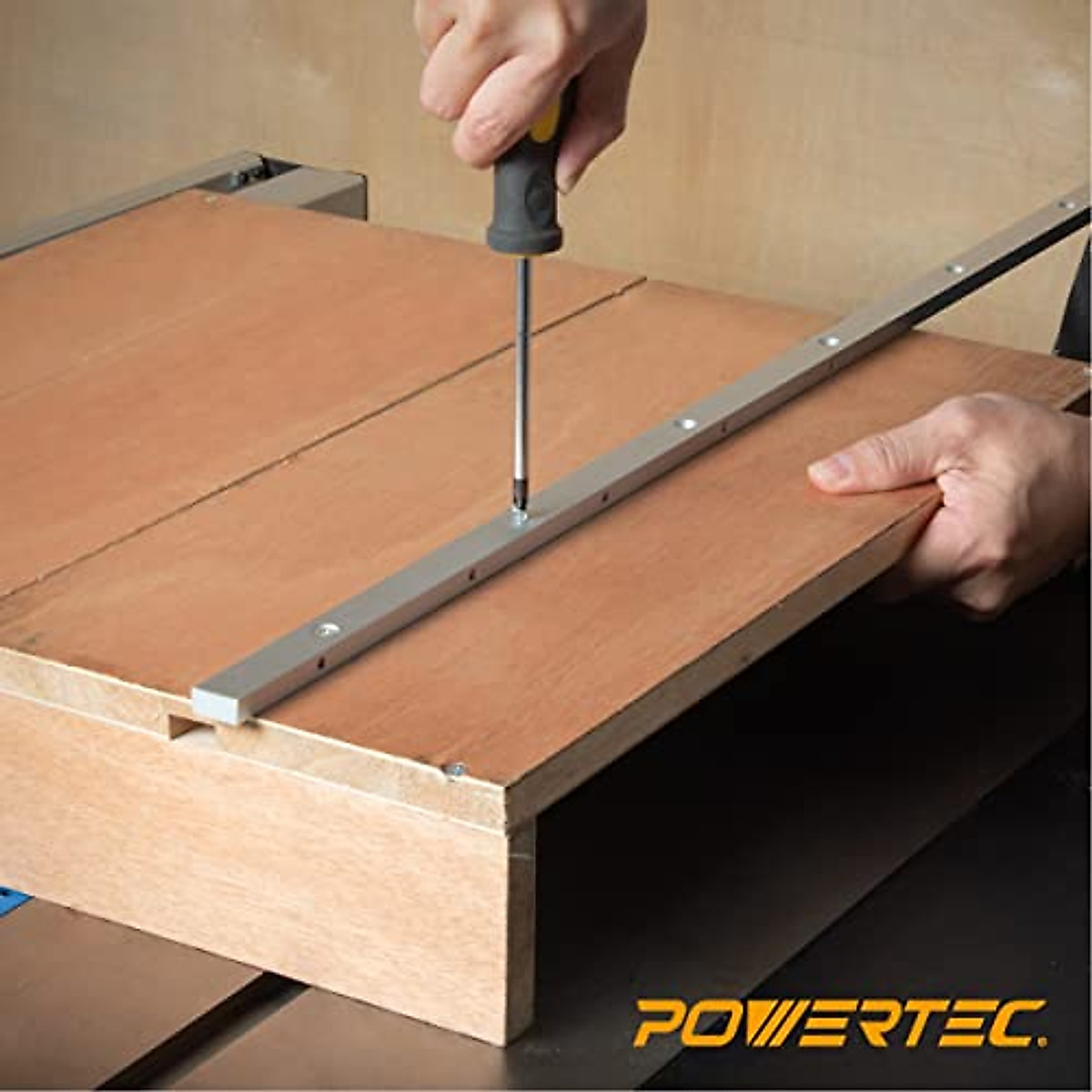 POWERTEC 71518-P2 18-Inch Miter Bar for any Standard 3/4" x 3/8" Miter Slot, Crosscut Sled for Table Saw, Router Table, Band Saw, 2PK