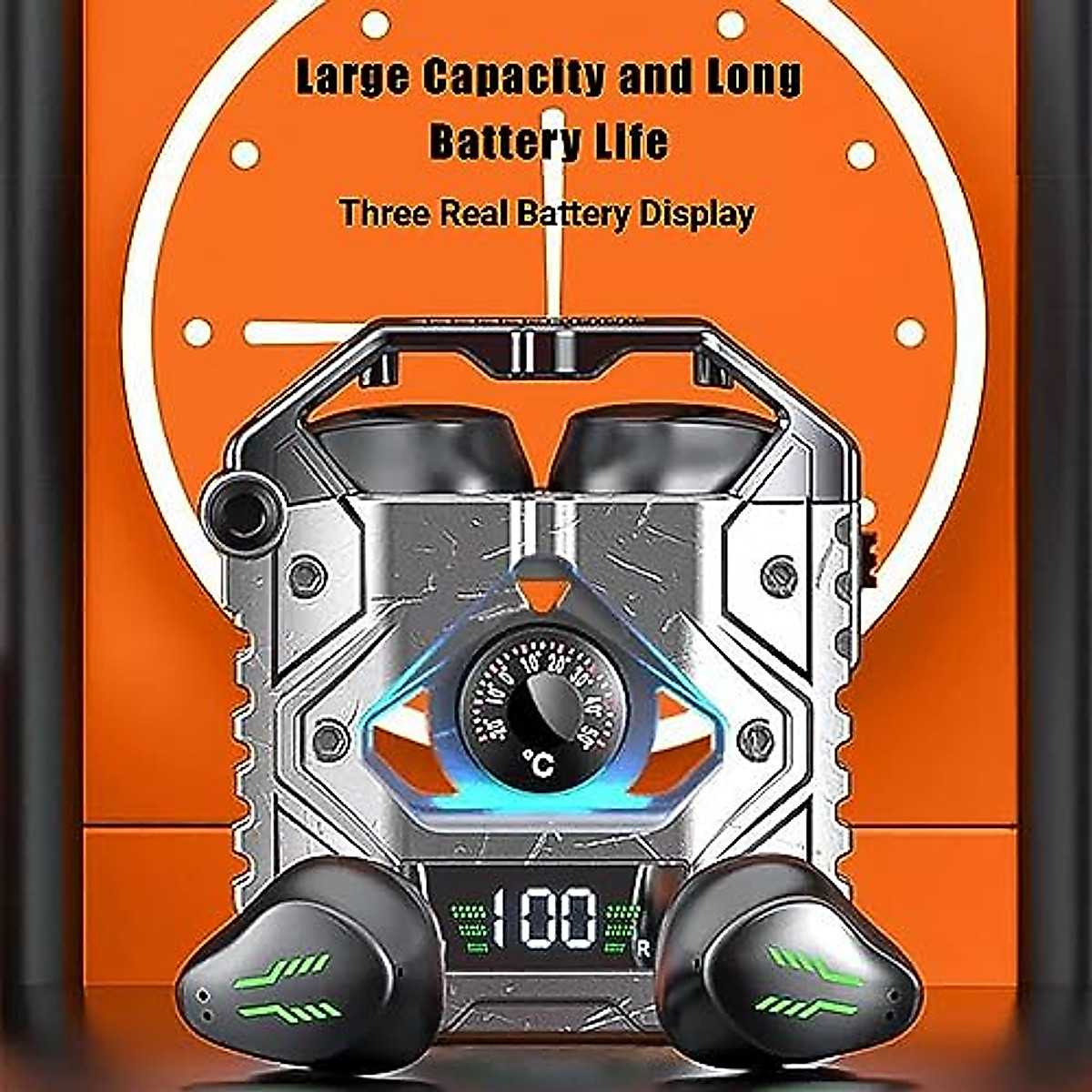 StitchGreen H09 Bluetooth 5.3 Wireless Earbuds with Long Battery Life, Environmental Noise Canceling, IPX7 Waterproof, HiFi Stereo Sound, Low Latency for Games, for iPhone and Android (Green)