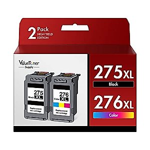 Valuetoner Supply Ink Cartridges Replacement for Canon Printer Ink 275 276 Combo Pack 275XL 276XL PG-275 CL-276 for Canon Pixma TR4720 TS3522 TS3520 TS3500 TR4722 TR4700 Printer(1 Black, 1 Color)