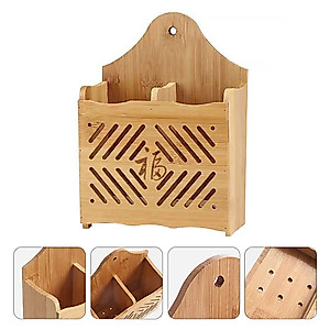 DOITOOL Bamboo Drying Rack Wall Mounted Clothes Drying Rack Wall Mounted Utensil Holder Utensil Drying Rack Flatware Hanging Organizer for Spoons Forks Chopsticks Wall Mounted Drying Rack