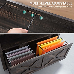 YITAHOME Wood File Cabinet with Charging Station, Drawer Filing Cabinet Cart, Farmhouse Nightstand Printer Stand for Home Office, Bedroom, Living Room, Entryway, Dark Rustic Oak