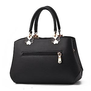 Women's PU Elegant Shoulder Bags Wild Handbags Satchel Embroidery Bee Flower Crossbody Purse (Red rose)