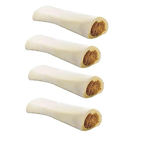 MPP Stuffed Peanut Butter 6 Inch Shin Dog Bones Refillable Nutritious Dental Chew (4 Bones)