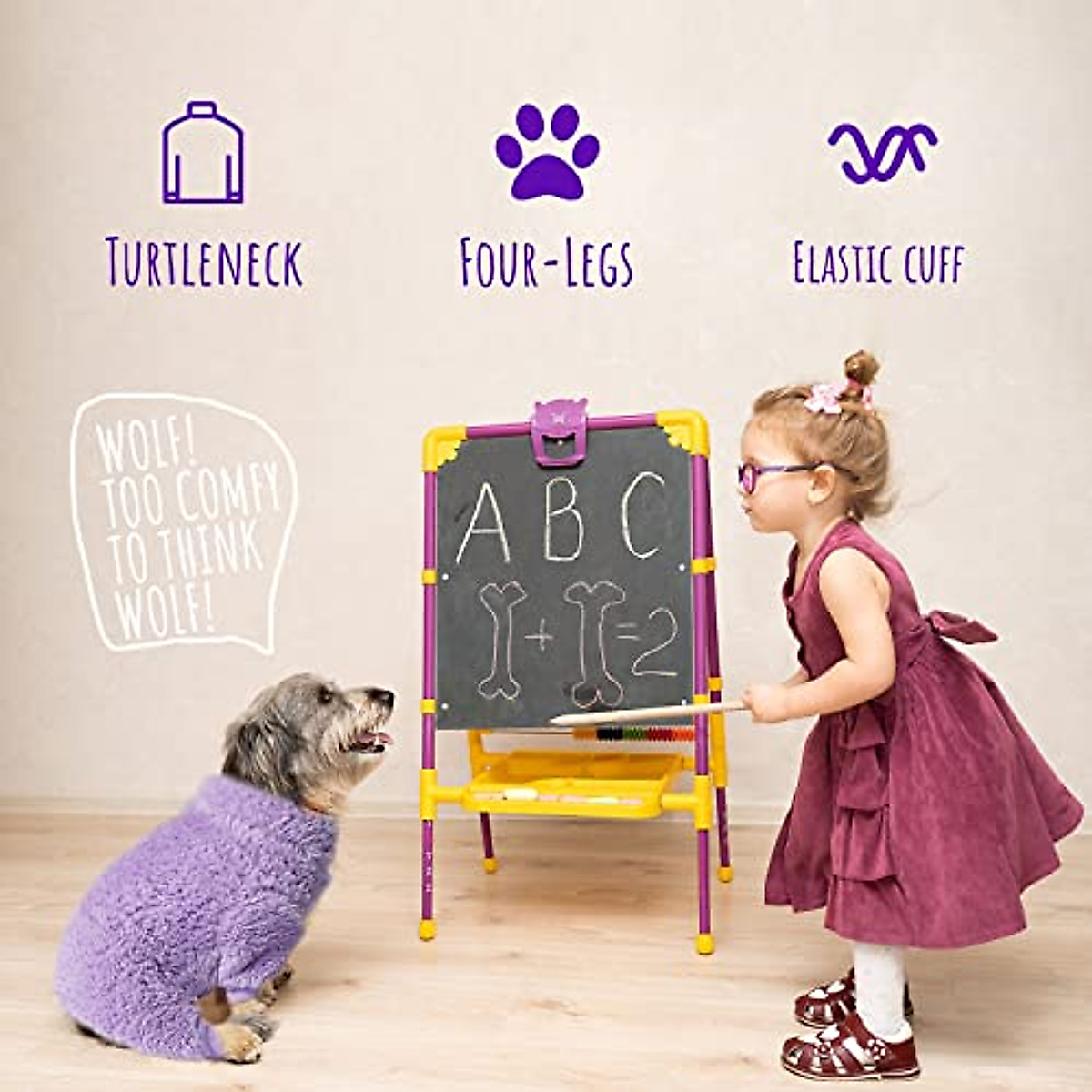 3 Pieces Dog Pajamas for Small Dogs Puppy Clothes Winter Coats for Dogs Elastic Pajamas for Dogs Fluffy Dog Jumpsuit High Collar Dog Fleece Sweater 4 Legs Dog Bodysuit for Small Dogs (L)