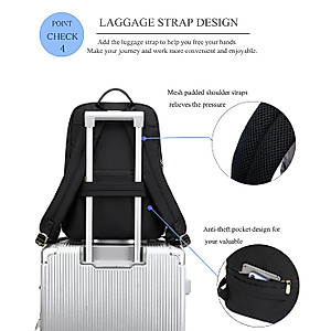 Shaelyka Lightweight Laptop Backpack for Women, Fit for 14 inches Laptop, Water-resistant Travel Backpack, Black